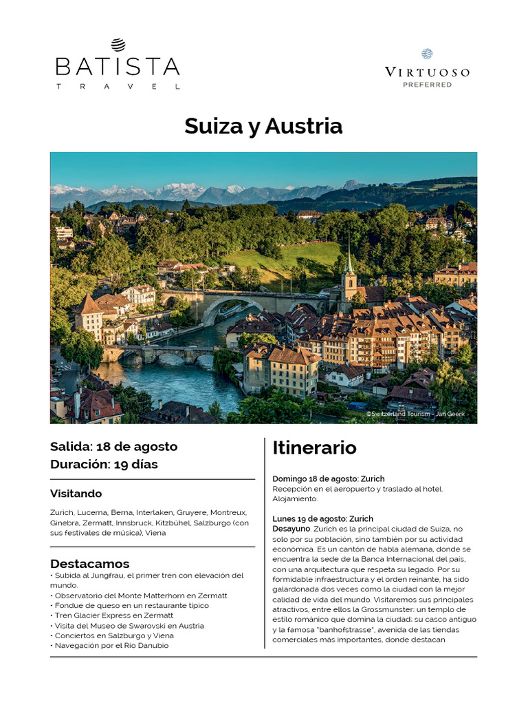 Itinerario de 19 días en Suiza y Austria | PDF | Zúrich | Austria