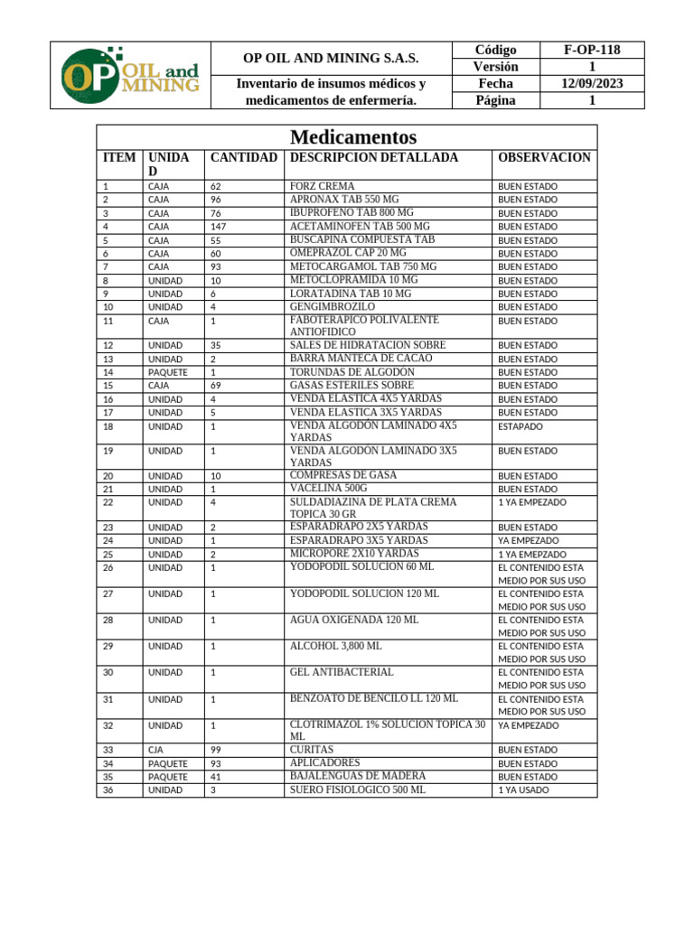 Inventario de Metocargamol y Medicamentos | PDF | Organización Mundial ...