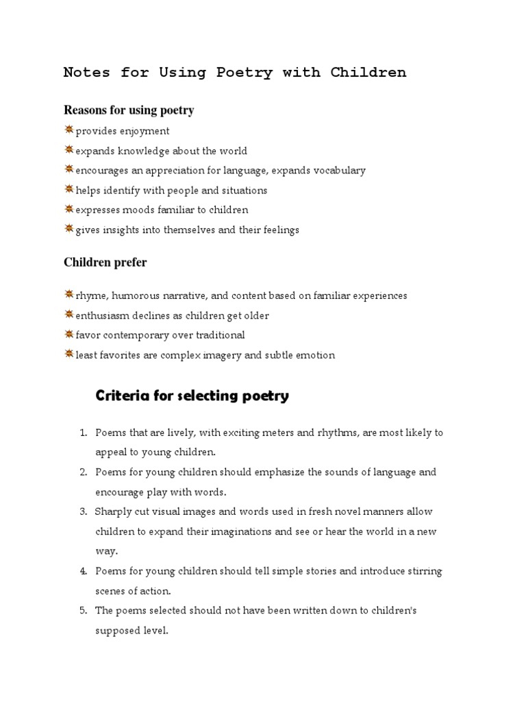 Engaging Children with Poetry Techniques | PDF | Limerick (Poetry) | Poetry
