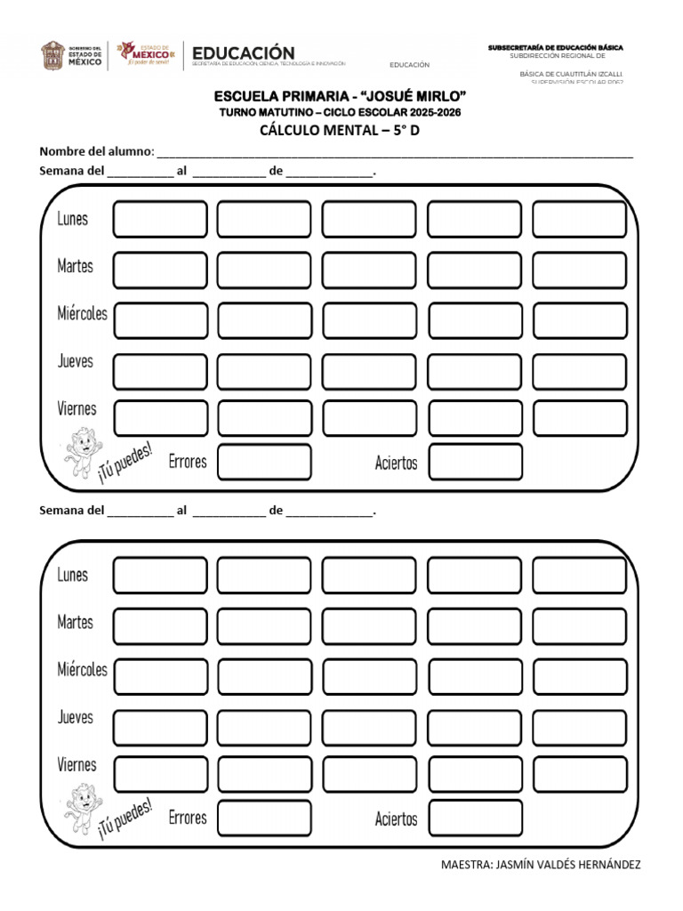 Formato Calculo Mental | PDF
