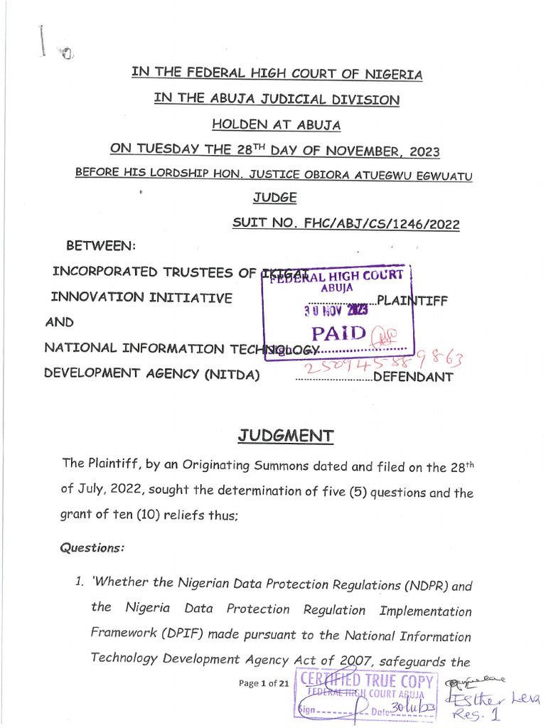 Ikigai v NITDA | PDF