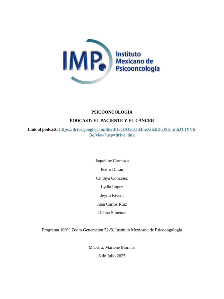 Psicooncología Pedro Durán Aviña | PDF