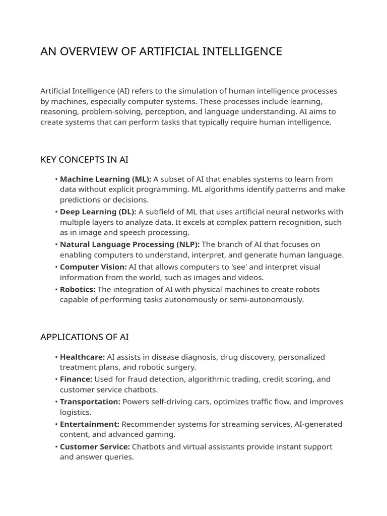 Overview of Artificial Intelligence Concepts | PDF
