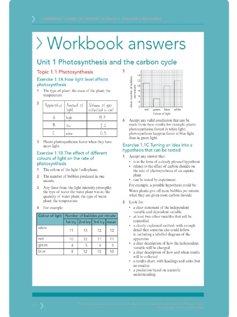 Science Work Book 9 Answer Key | PDF