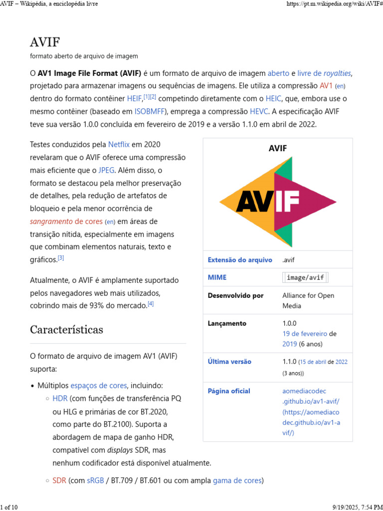 AVIF - Wikipédia, A Enciclopédia Livre | PDF | Programas | Informática