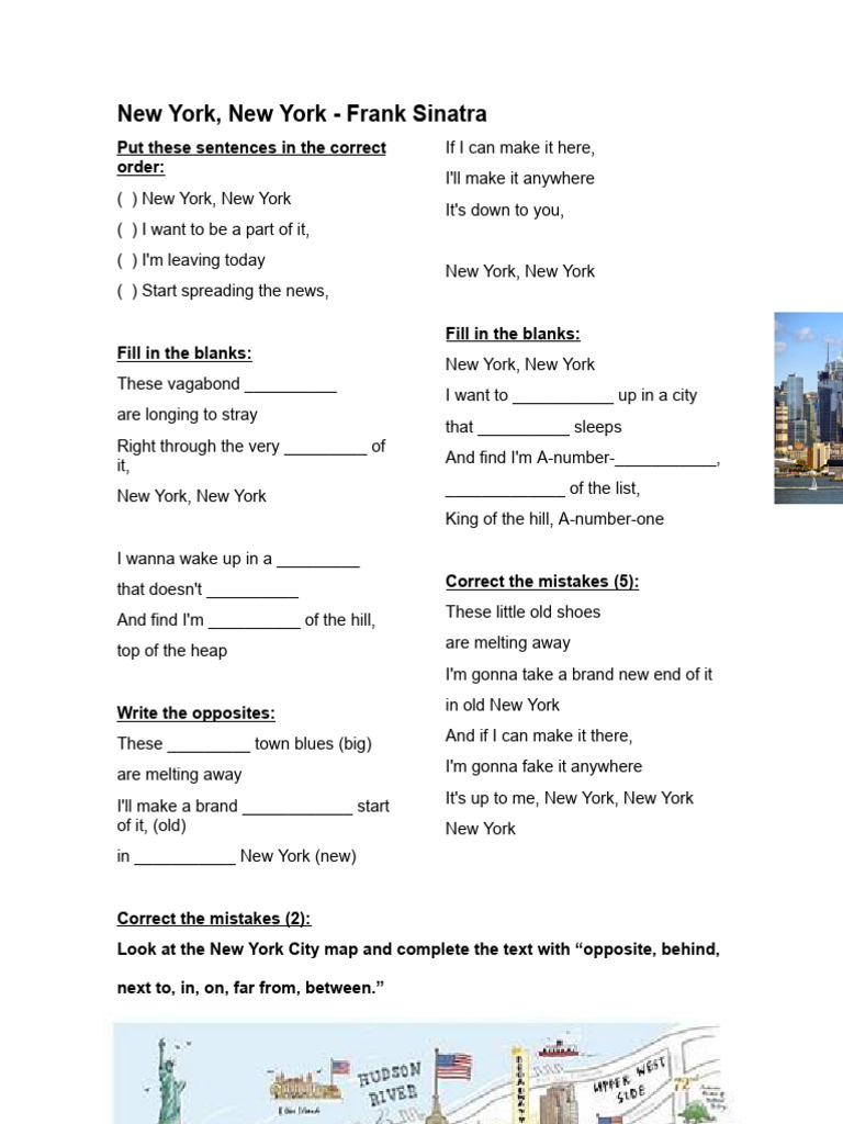 New York New York Worksheet | PDF