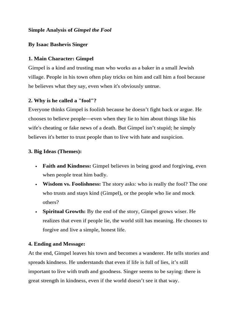 Simple Analysis of Gimpel The Fool | PDF