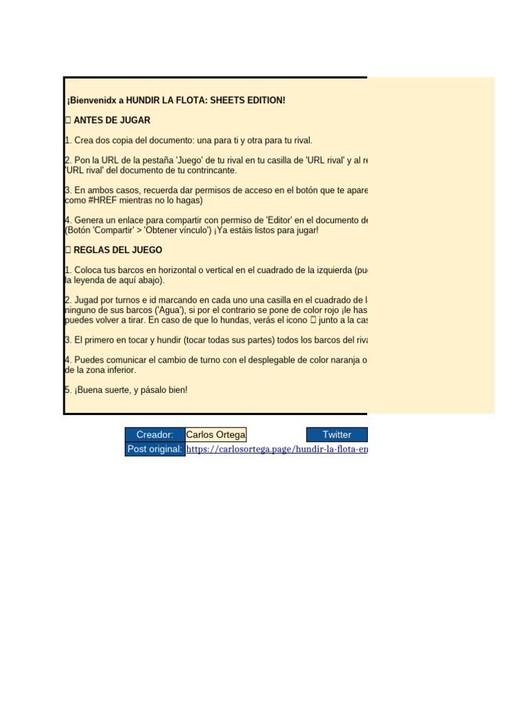 Hundir la Flota: Guía de Juego en Sheets | PDF | Embarcación ...