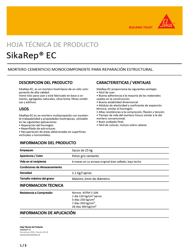 Sikarep Ec | PDF | Hormigón | Mortero (Albañilería)