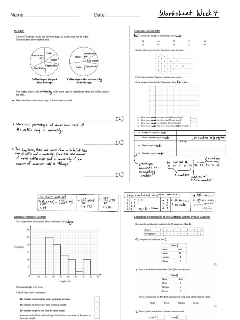 Week 4 Worksheet (Y7 - Y9 Chapter_Data Analysis) 2 | PDF
