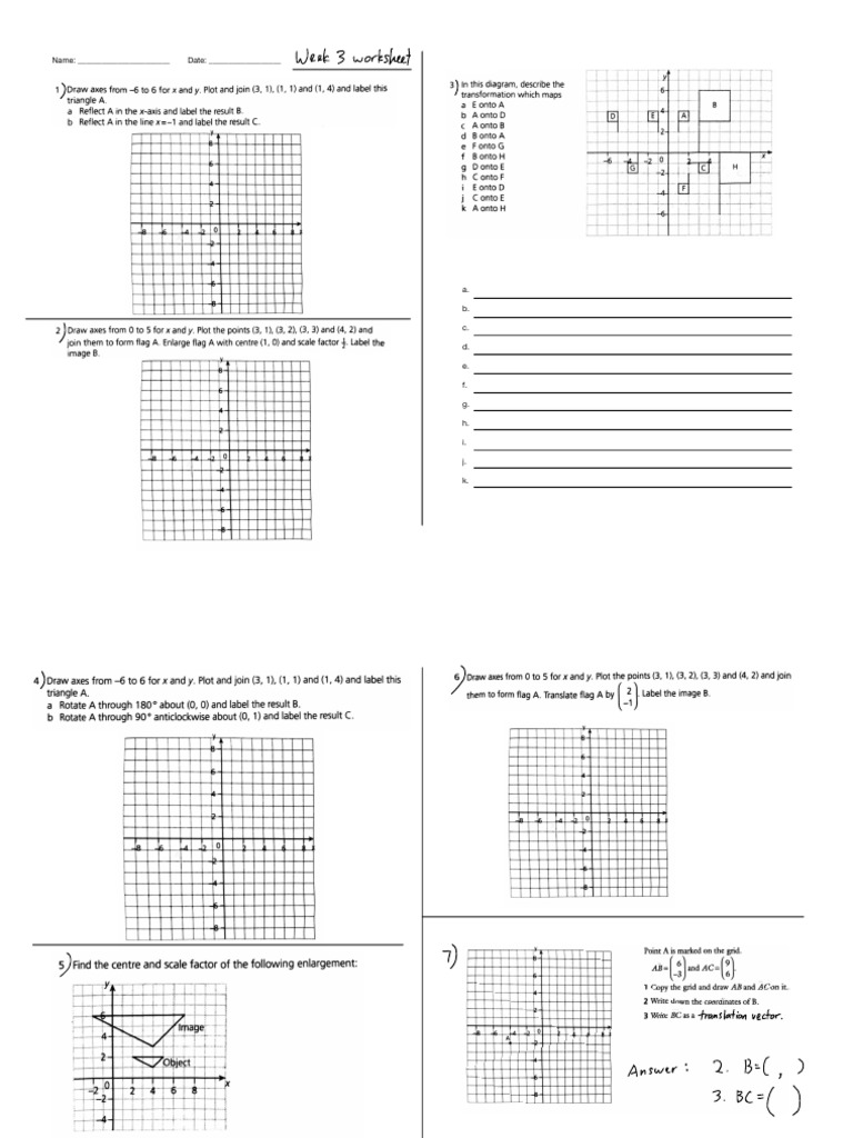 Week 3 Worksheet (Y7 - Y9 Chapter_ Transformations) | PDF
