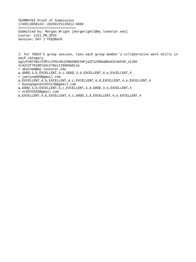 TEAMMATES Proof of Submission - 1740513058124 | PDF