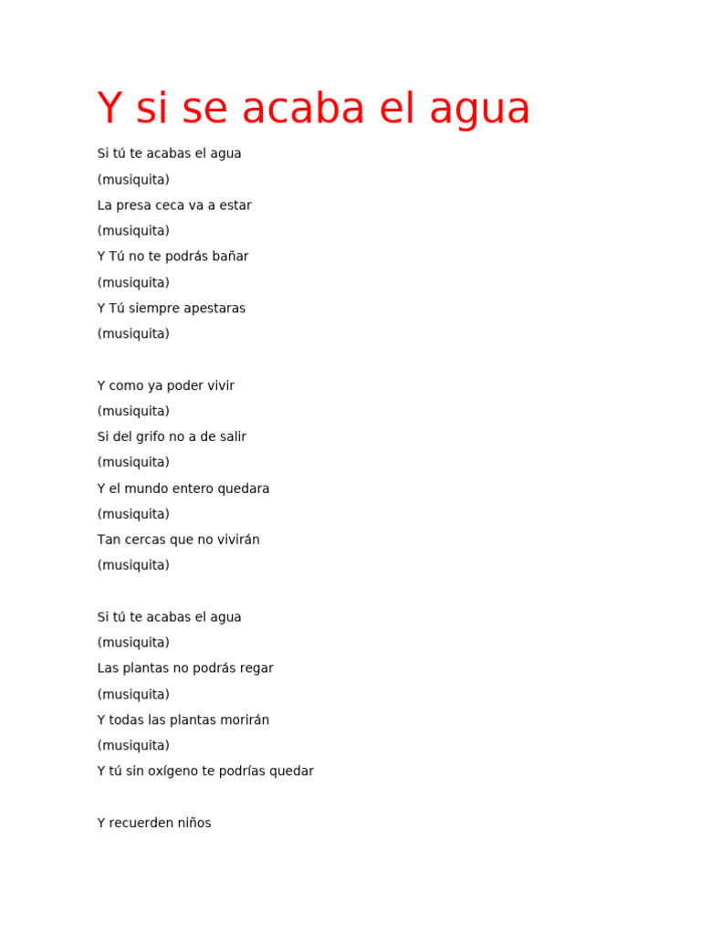 Y Si Se Acaba El Agua | PDF