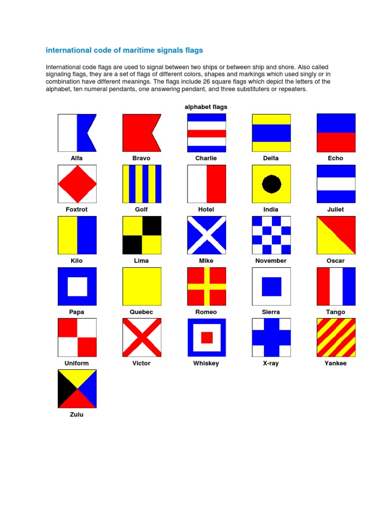 International Code of Maritime Signals Flags | PDF