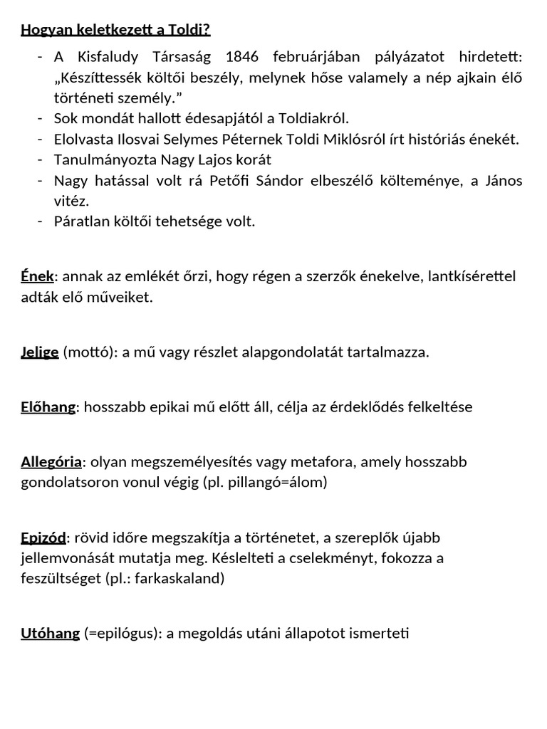 Hogyan Keletkezett A Toldi | PDF