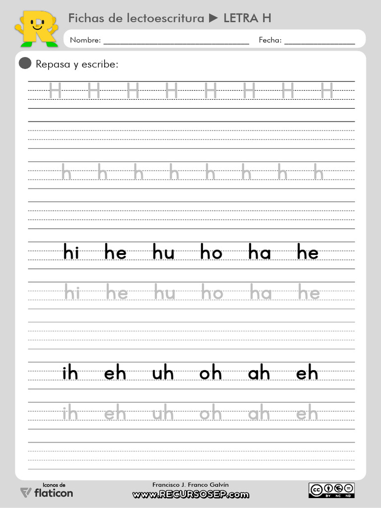 8 Fichas Lectoescritura Montessori Recursosep Letra H Imprenta | PDF