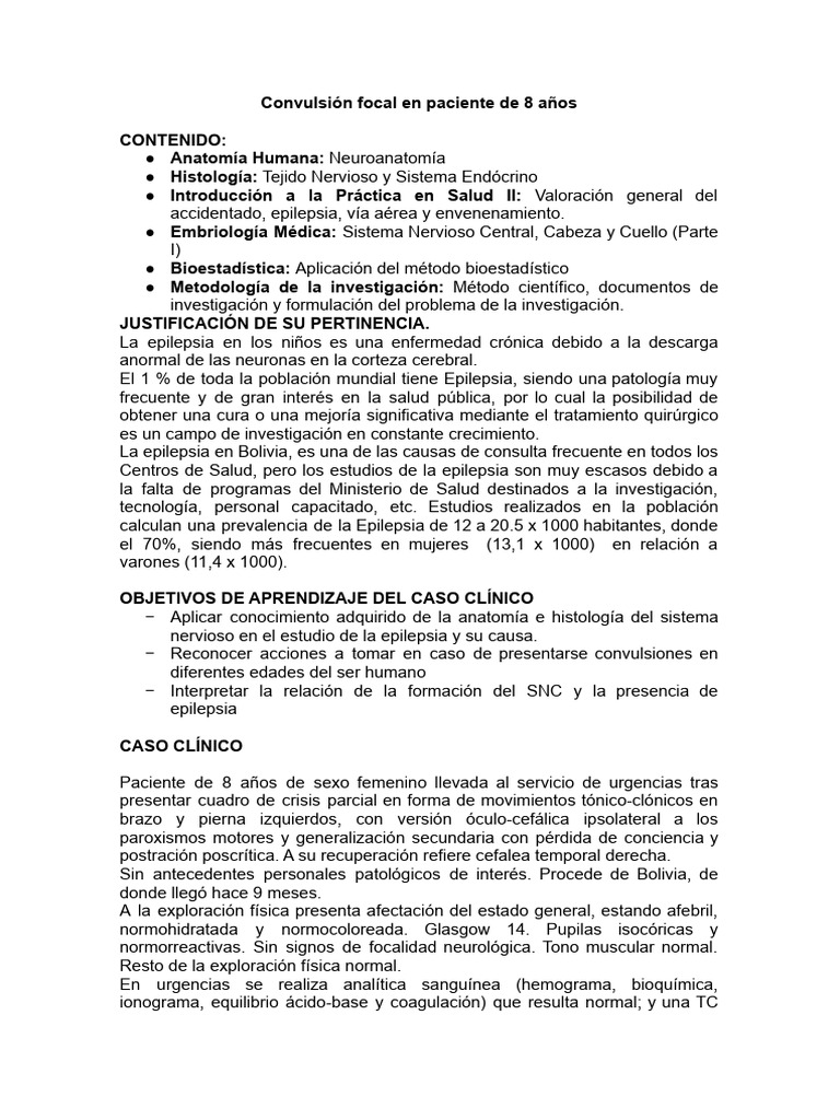 #2semana 2 - 5 Convulsión Focal en Paciente de 8 Años | PDF | Epilepsia ...