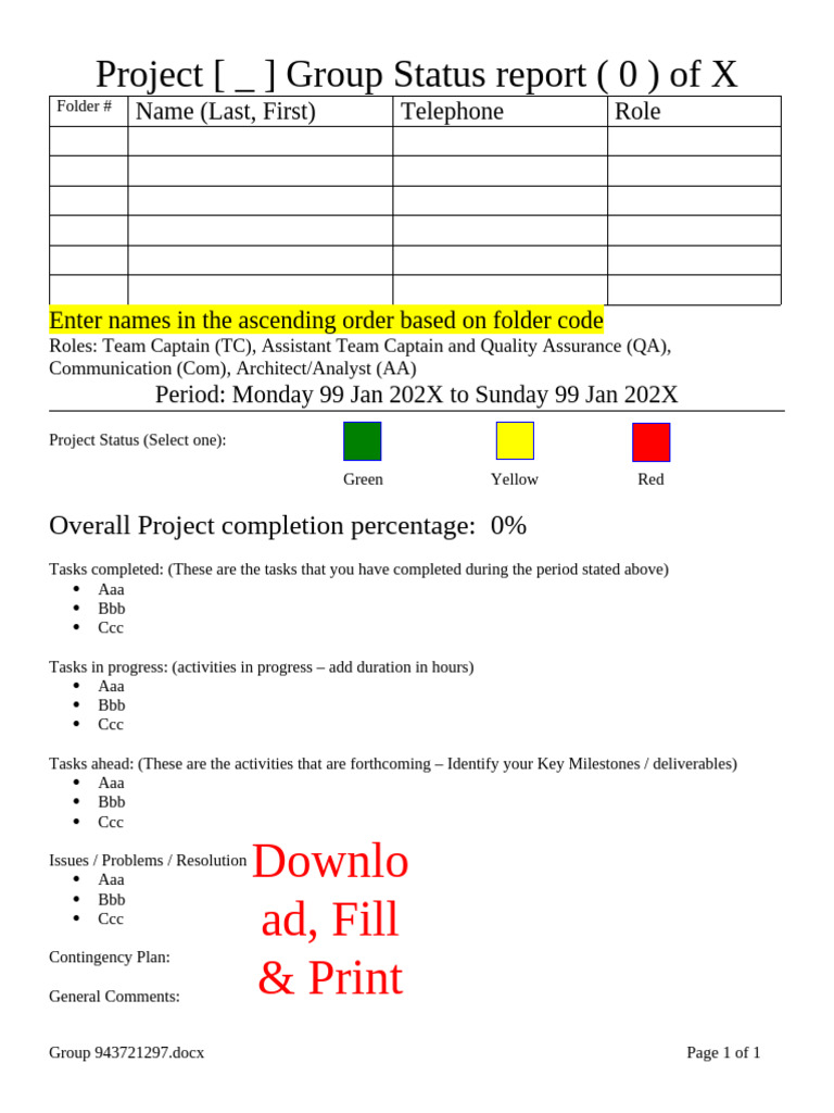 Project Status Report Version 1.9 | PDF