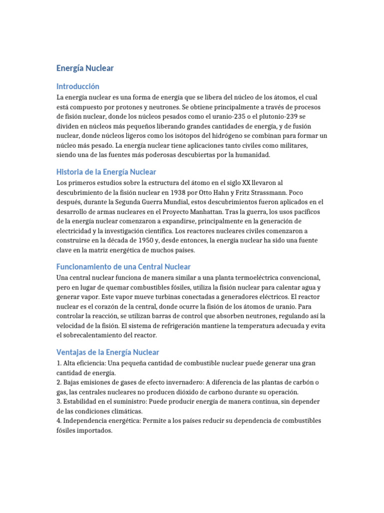 Energía Nuclear: Ventajas y Desafíos | PDF | La energía nuclear ...