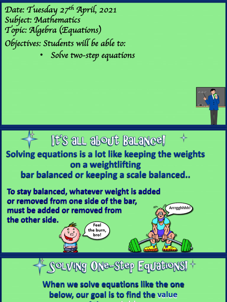 One and Two Step Equations (Lesson 2 9A1A2) This One | PDF ...