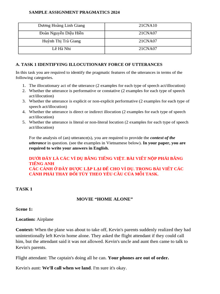 Sample Assignment Pragmatics 2024 | PDF