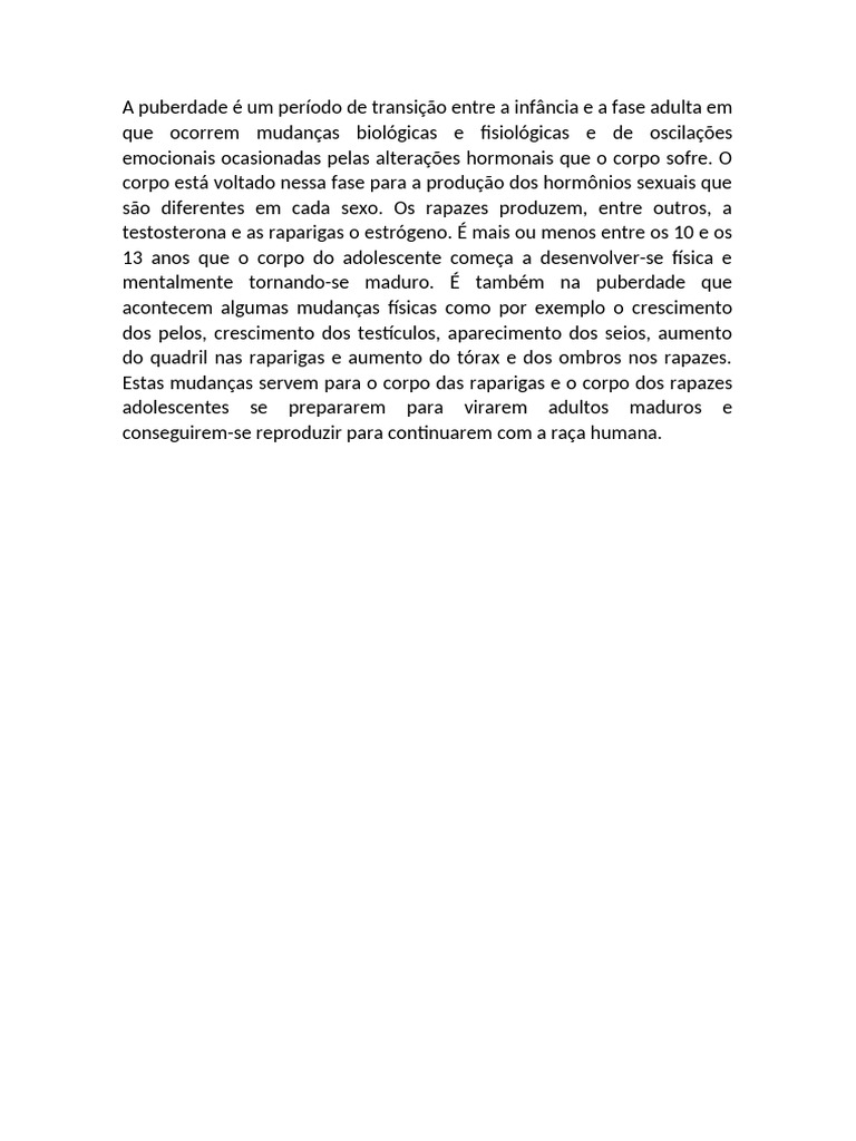 Entendendo a Puberdade: Mudanças e Hormônios | PDF