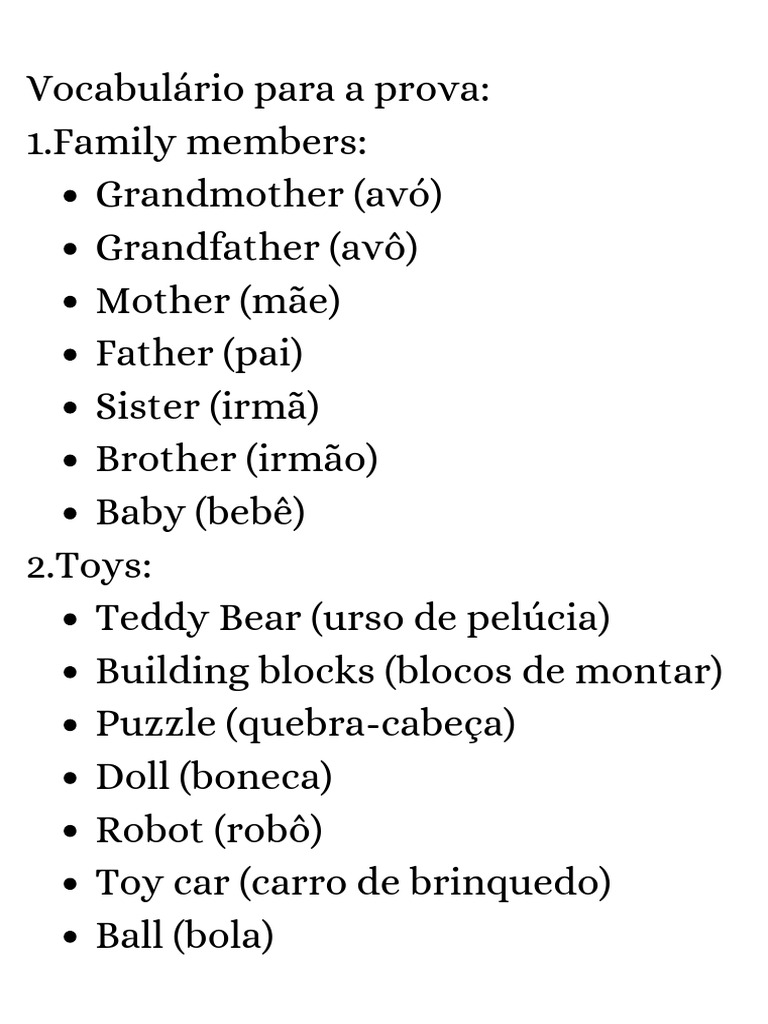 Vocabulario 1st Grade | PDF