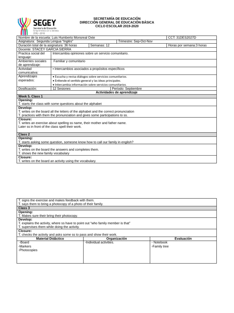 Plan Clase Semana 5 | PDF