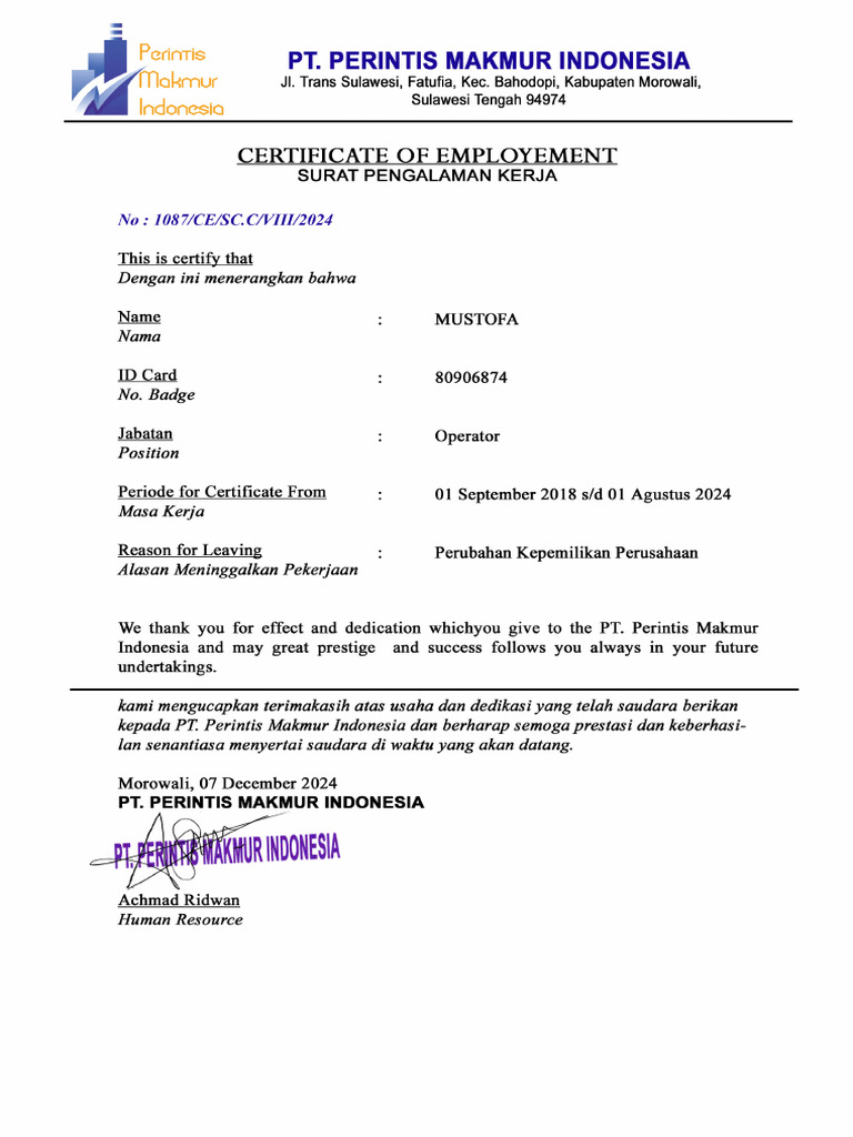 Pt. Perintis Makmur Indonesia | PDF
