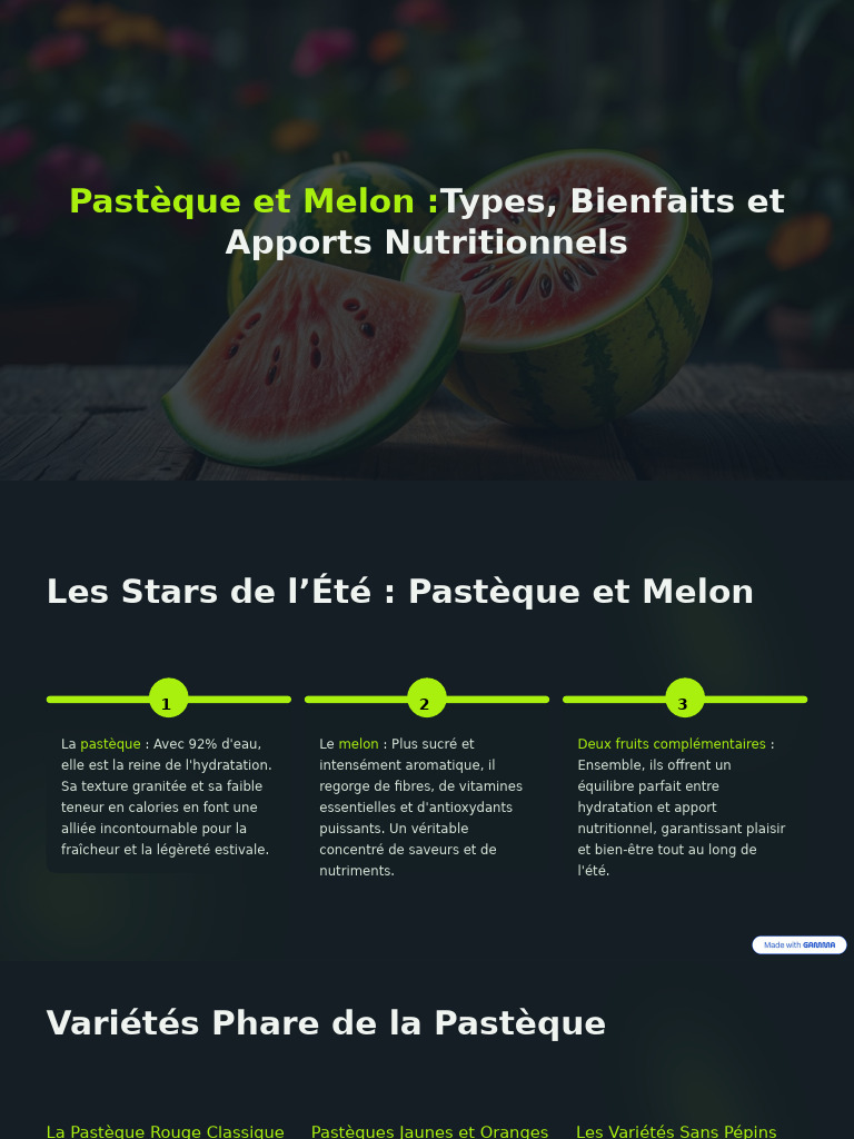 Pasteque Et Melon Types Bienfaits Et Apports Nutritionnels | PDF ...