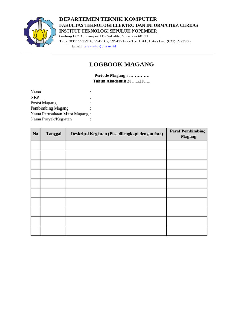Logbook Magang Teknik Komputer ITS | PDF
