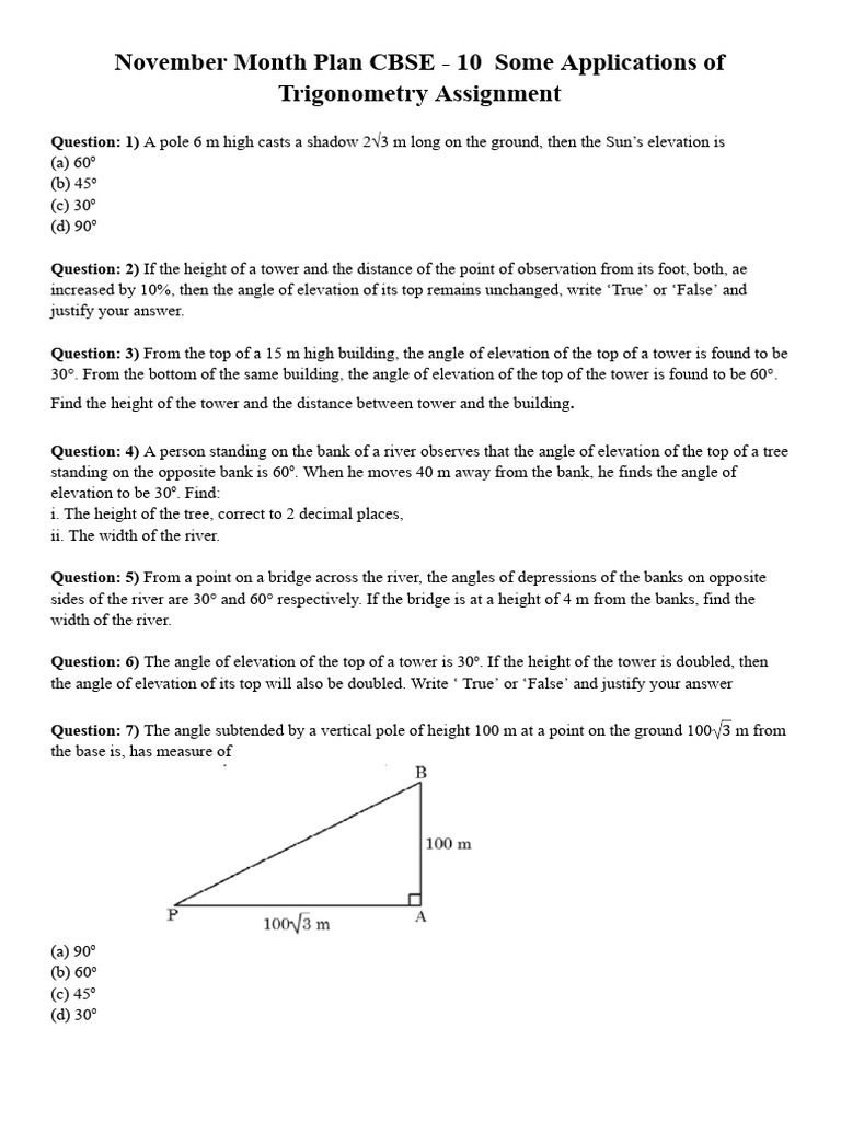 Applications of Trigonometry | PDF | Angle | Ladder