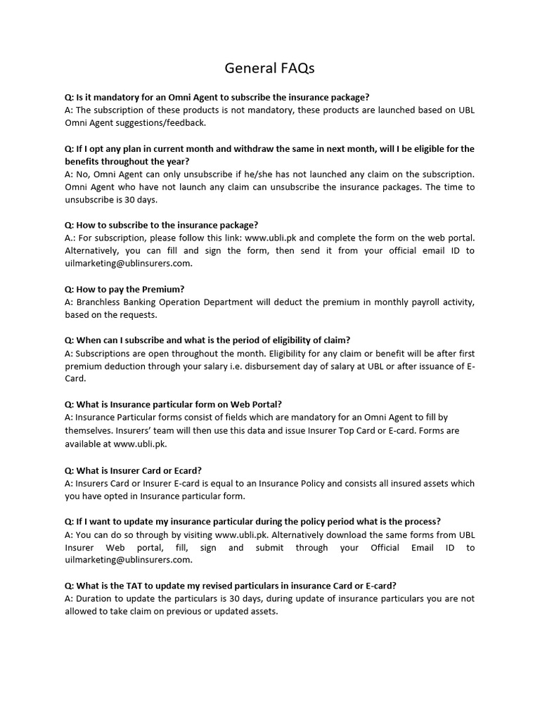 Omni Agent Insurance FAQs and Benefits | PDF | Surgery | Insurance