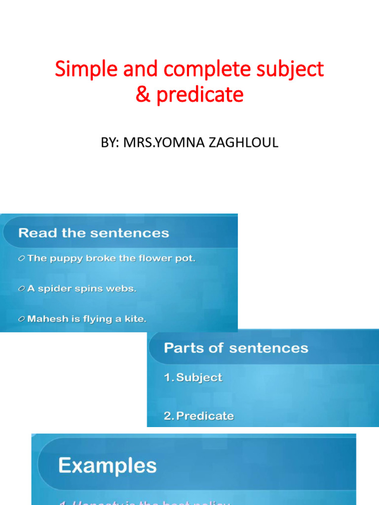 Simple and Complete Subject & Predicate | PDF
