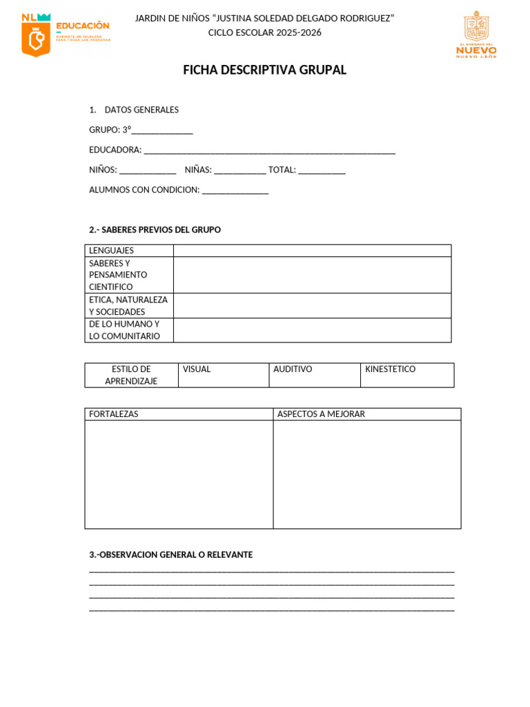 Formato Ficha Descriptiva Grupal | PDF