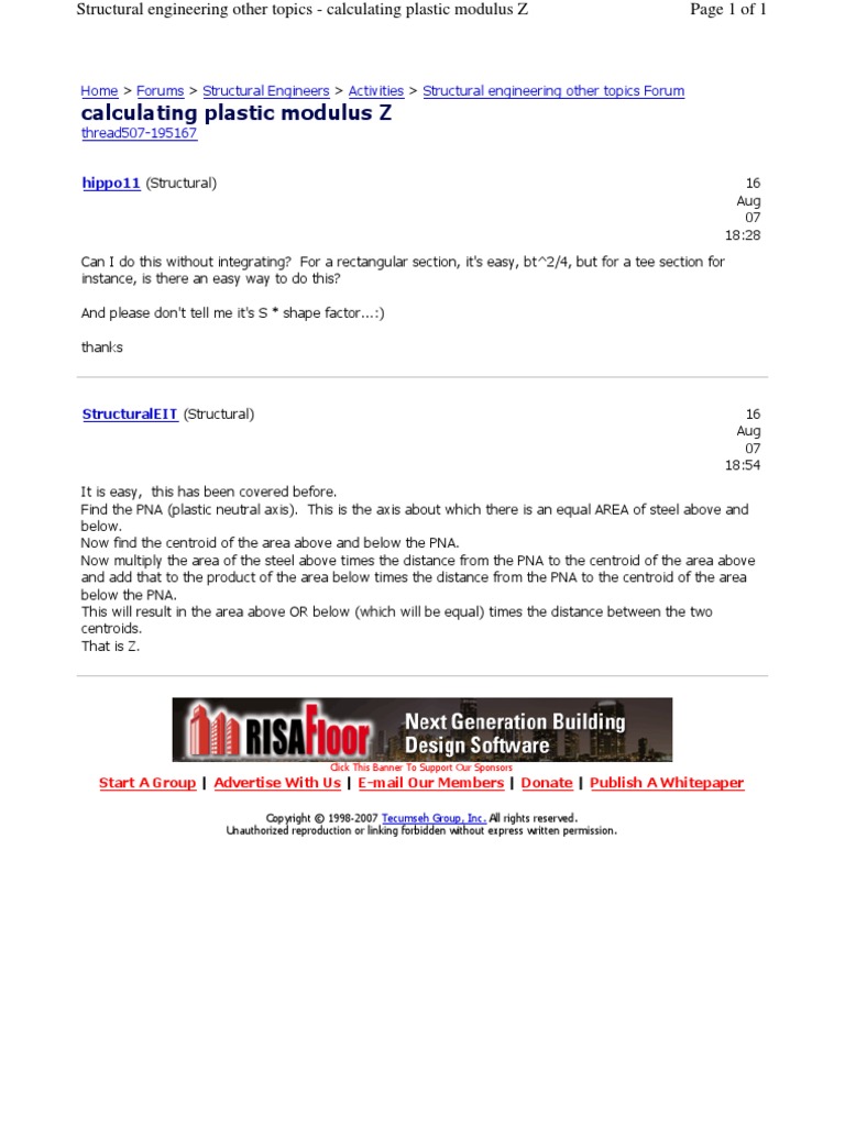 Calculating Plastic Section Modulus | PDF | Mechanical Engineering ...