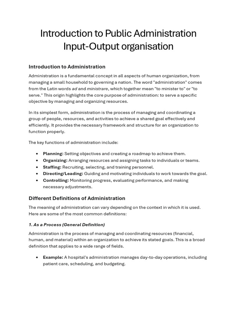 Introduction To Public Administration | PDF | Public Administration