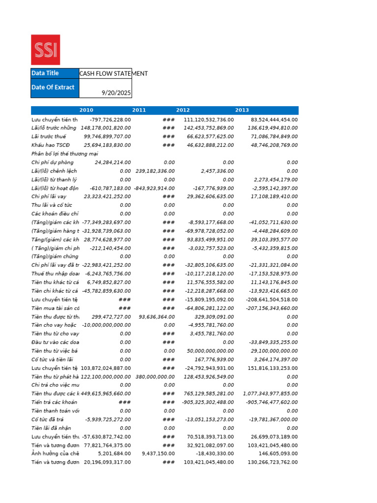 SSI AAA Financial Statement Cash Flow 20092025 | PDF
