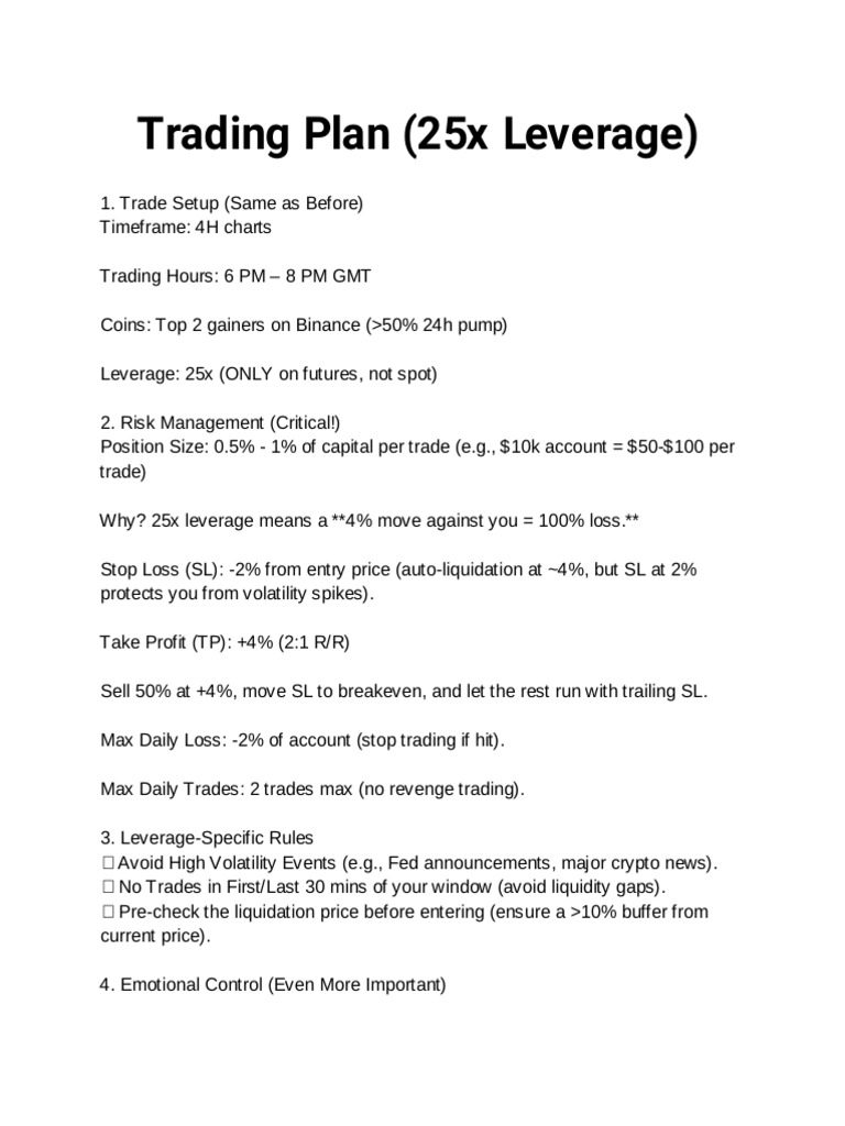 25x Leverage Trading Plan Guide | PDF