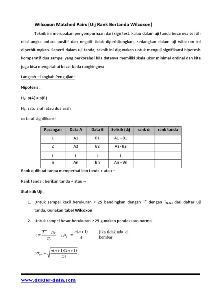 Panduan Uji Wilcoxon Lengkap | PDF