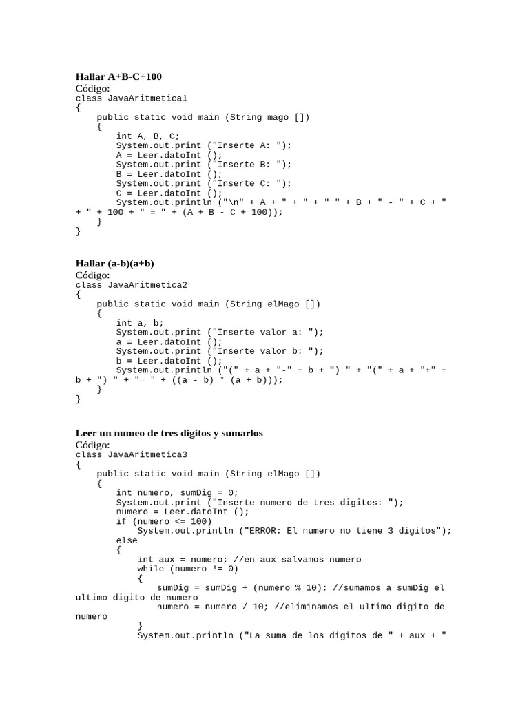 Ejercicios Creados | PDF | Computer Programming