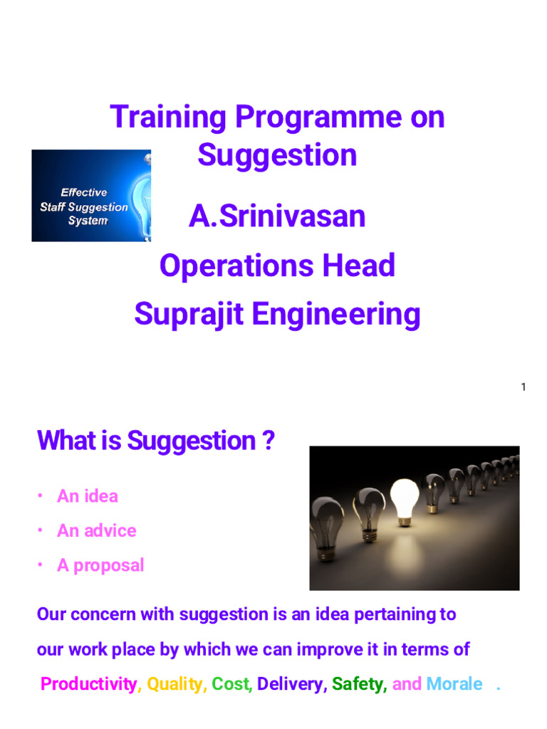 Training For Effective Suggestion Scheme 1757660278 | PDF ...