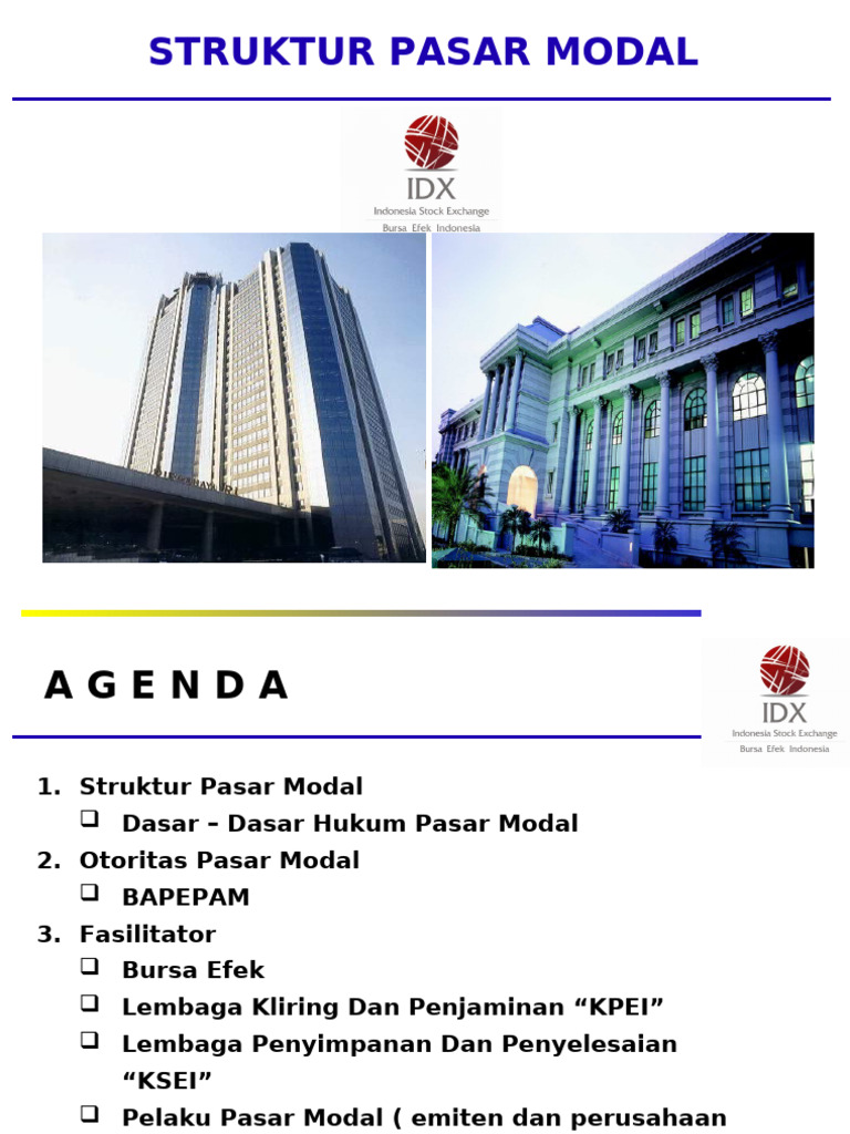 Mengenal Struktur Pasar Modal Indonesia: Peran, Regulasi, dan Profesi Penunjang | PDF