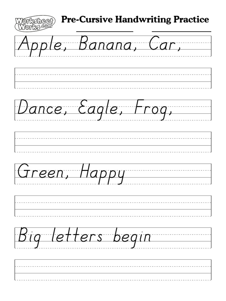 WorksheetWorks PreCursive Handwriting Practice 4 | PDF
