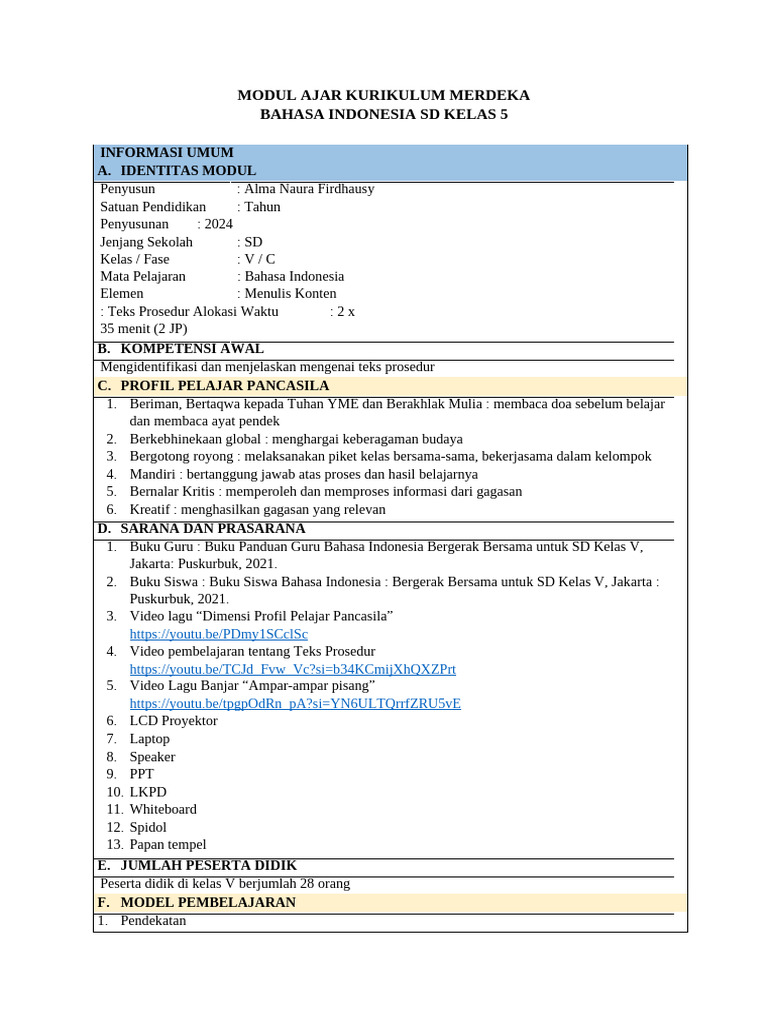 Modul Ajar Peer Teaching OJT 3 | PDF