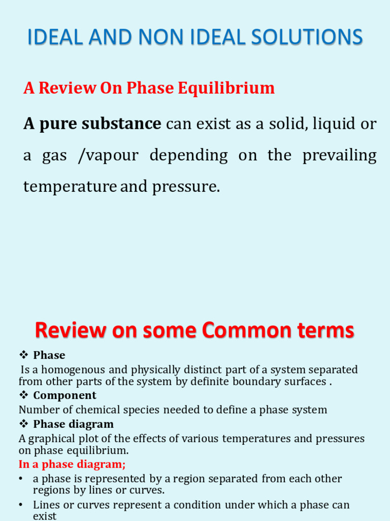 Lecture 3. Ideal and Non Ideal Solution. | PDF | Distillation | Phase ...