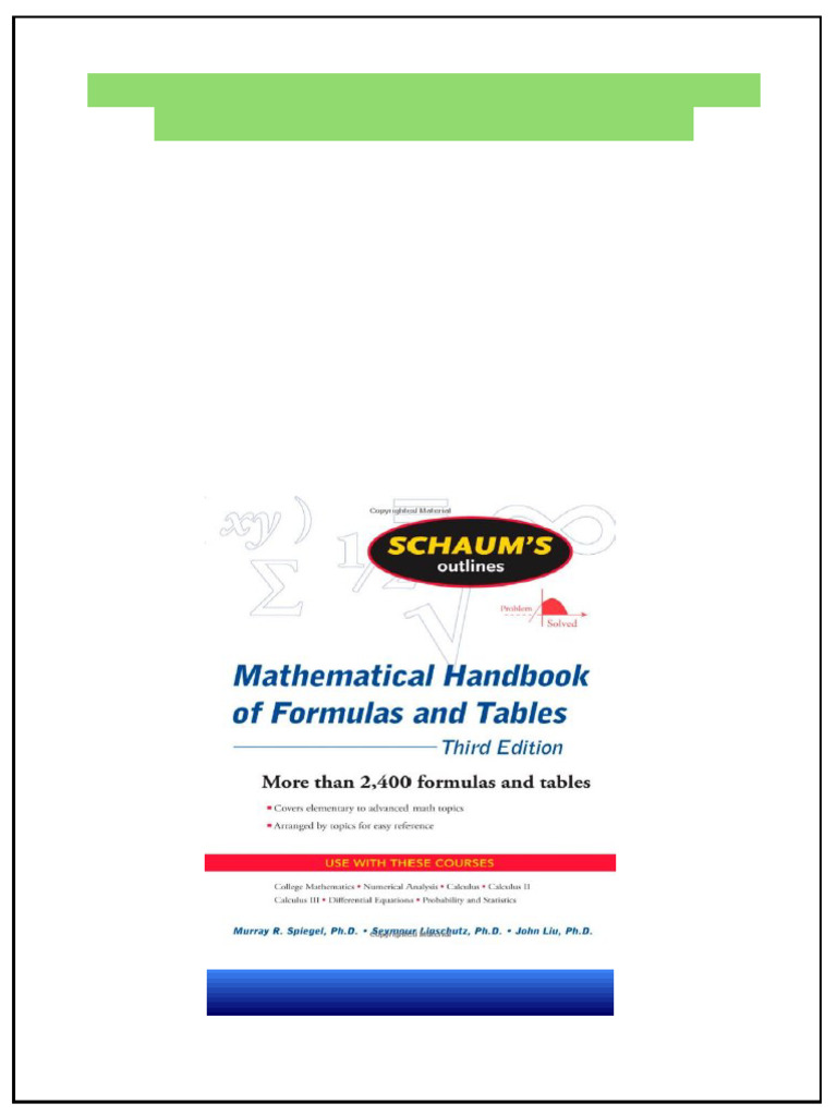 Mathematical Handbook of Formulas and Tables 3rd Edition Murray Spiegel ...