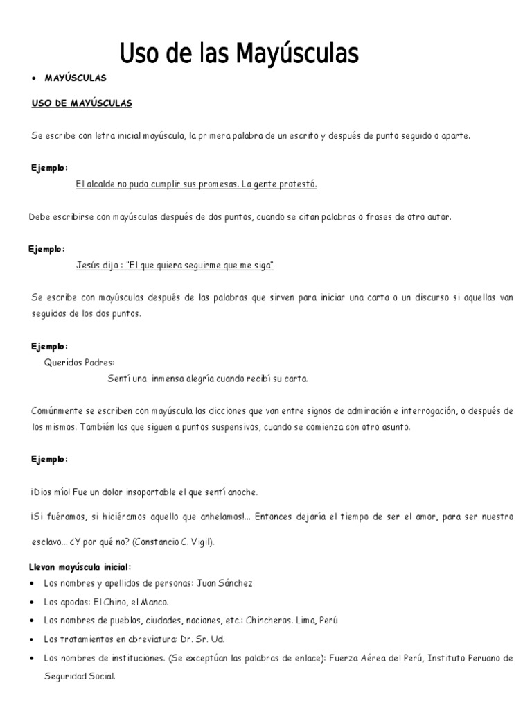 Reglas y Ejercicios de Uso de Mayúsculas | PDF