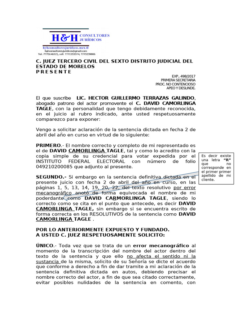 Aclaracion de Sentencia | PDF | Sentencia (ley) | Justicia