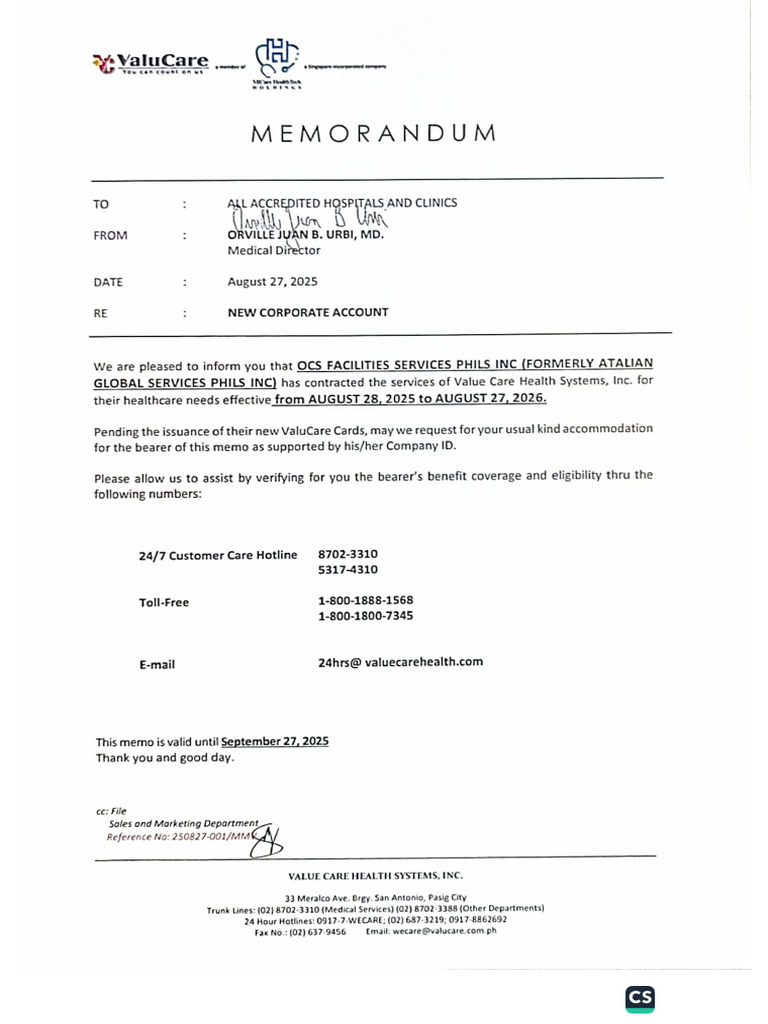 OCS - Certificate of Coverage (Valucare) | PDF